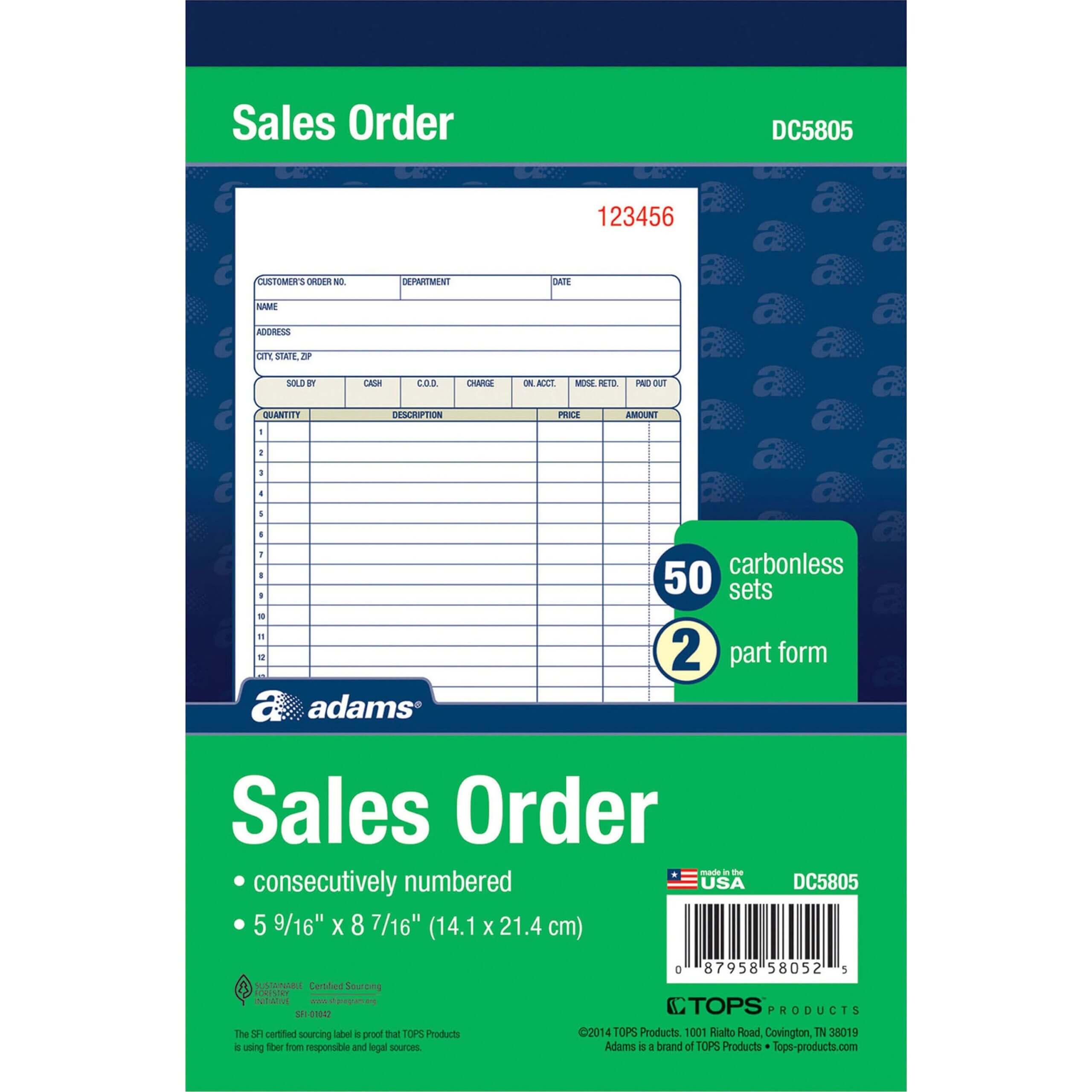 Adams Carbonless 2-part Numbered Sales Order Books - 50 Sheet(s) - 2 ...