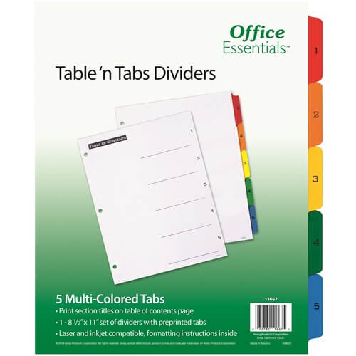 Avery® Table 'N Tabs Numeric Dividers - 5 x Divider(s) - 1-5 - 5 Tab(s ...