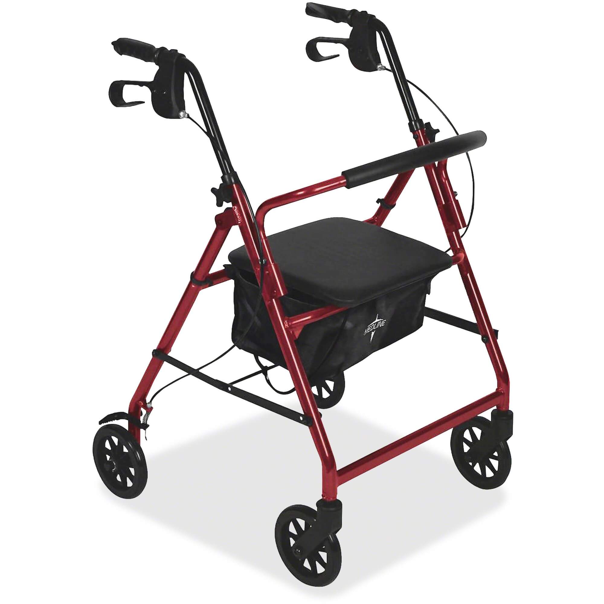 Medline Basic Steel Rollators - 350 lb Load Capacity - 6" Wheel - Red ...